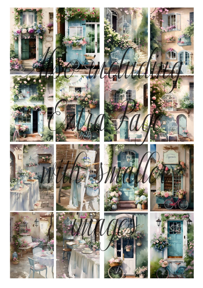 Cottage Garden Printable Digital Cards / Vintage, Shabby, Chic, Pink ...