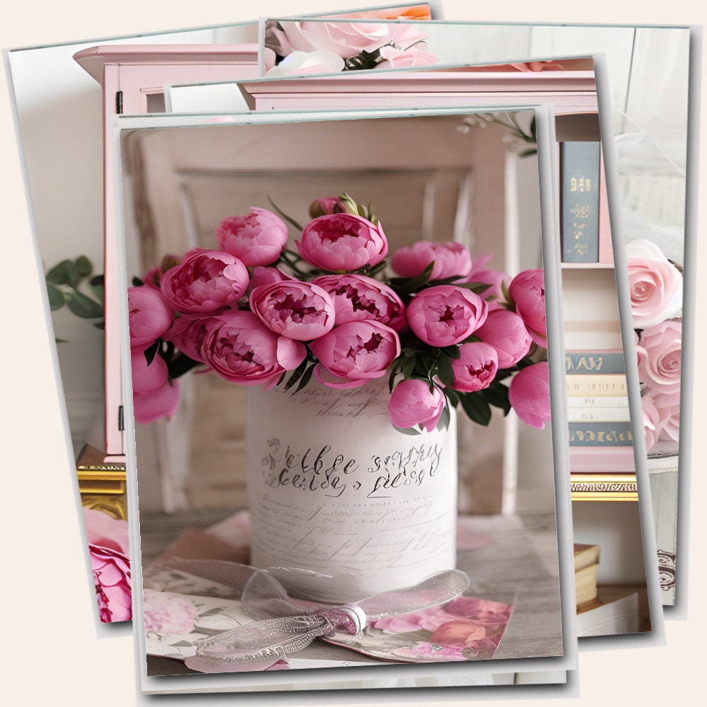 Printable Vintage Pink Roses Digital Downloads Art Prints - Etsy