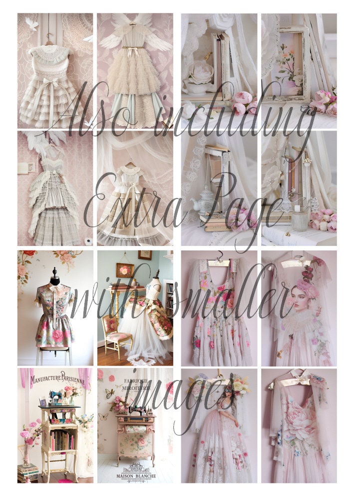 Printable Shabby Pink Roses, Peonies, Dresses & Craft Rooms Digital ...