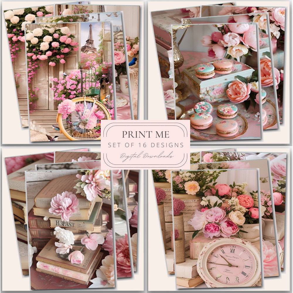 Printable Paris Images / Vintage Roses / Patisserie Illustrations ...