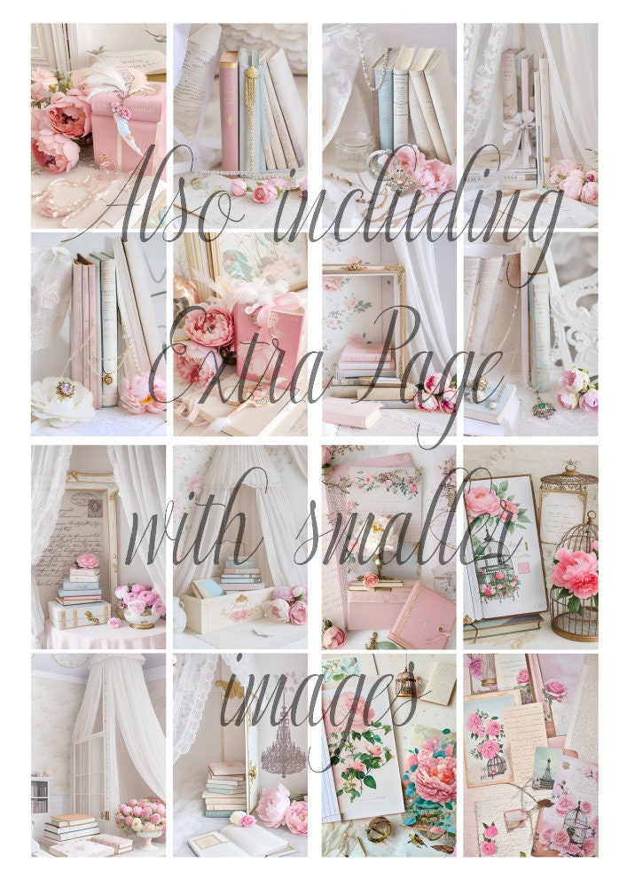 Printable Shabby Pink Roses, Vintage Frames & Junk Journal Papers ...