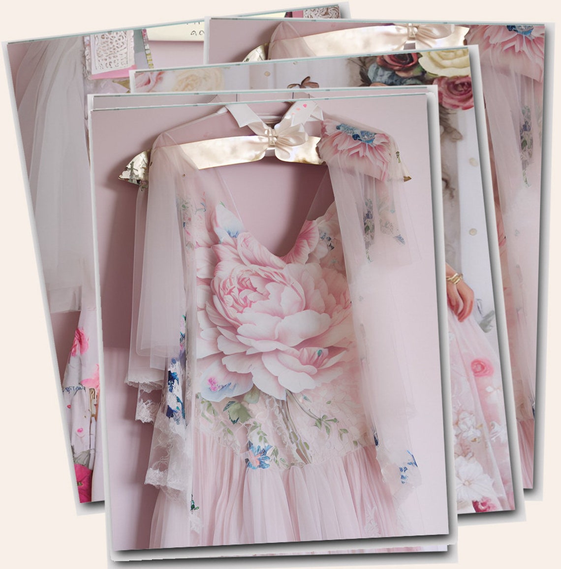 Printable Shabby Pink Roses, Peonies, Dresses & Craft Rooms Digital ...