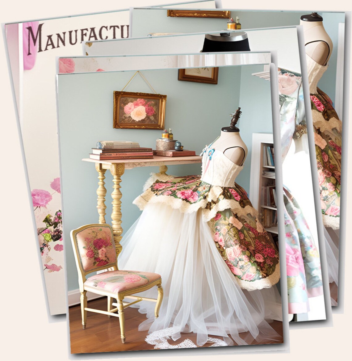 Printable Shabby Pink Roses, Peonies, Dresses & Craft Rooms Digital ...