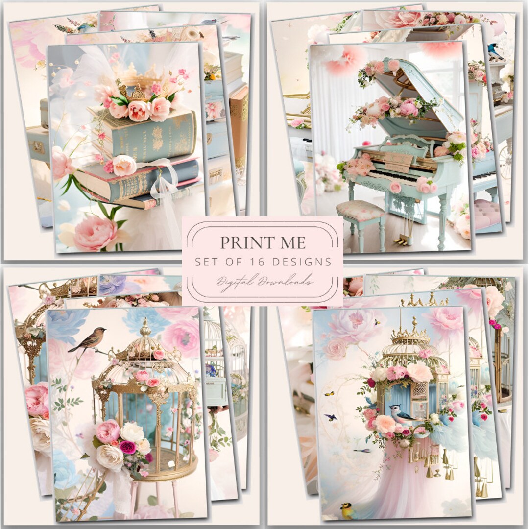 Digital Download Prints / Images, Shabby, Chic, Roses, Pink, Vintage ...