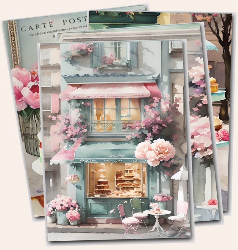 French Patisserie and Cafes Printable Illustrations / Digital Downloads ...