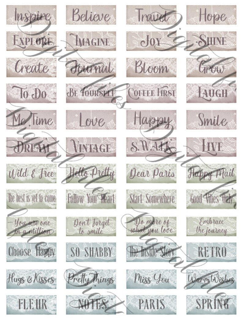 Printable Junk Journal Sentiments, Digital Words, Embellishments ...