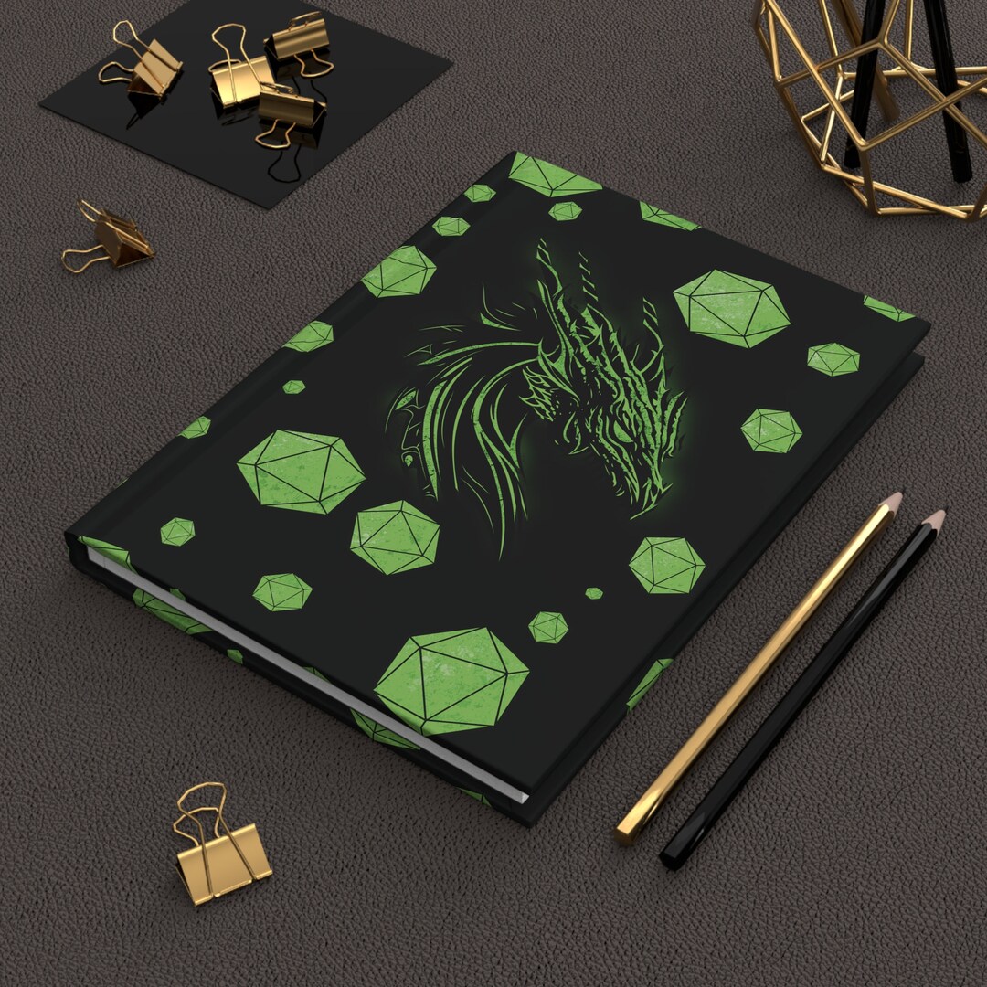 Dnd Hardcover Journal With Neon Dragon Head and D20 Dice - Unique ...
