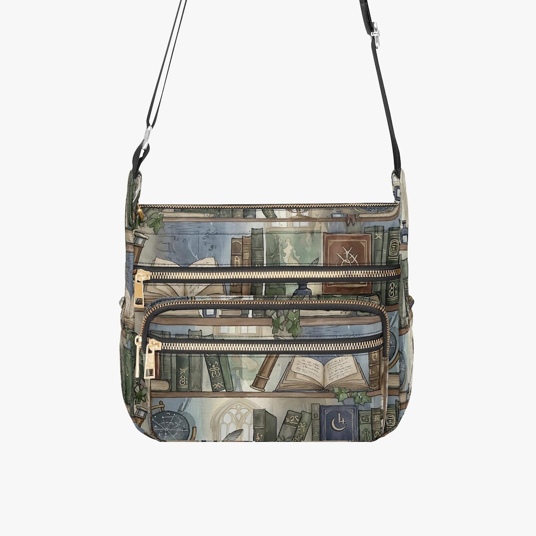 Bookish Library Crossbody Bag, Dark Academia Shoulder Satchel, Literary ...