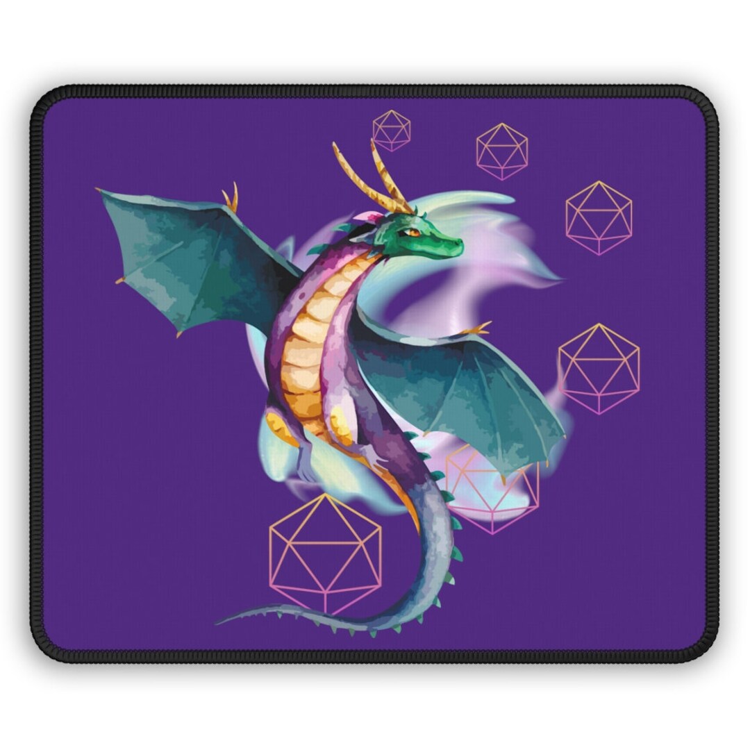 Majestic Dragon Dnd Mouse Pad: Watercolor D20 Dice Gaming Pad - Etsy