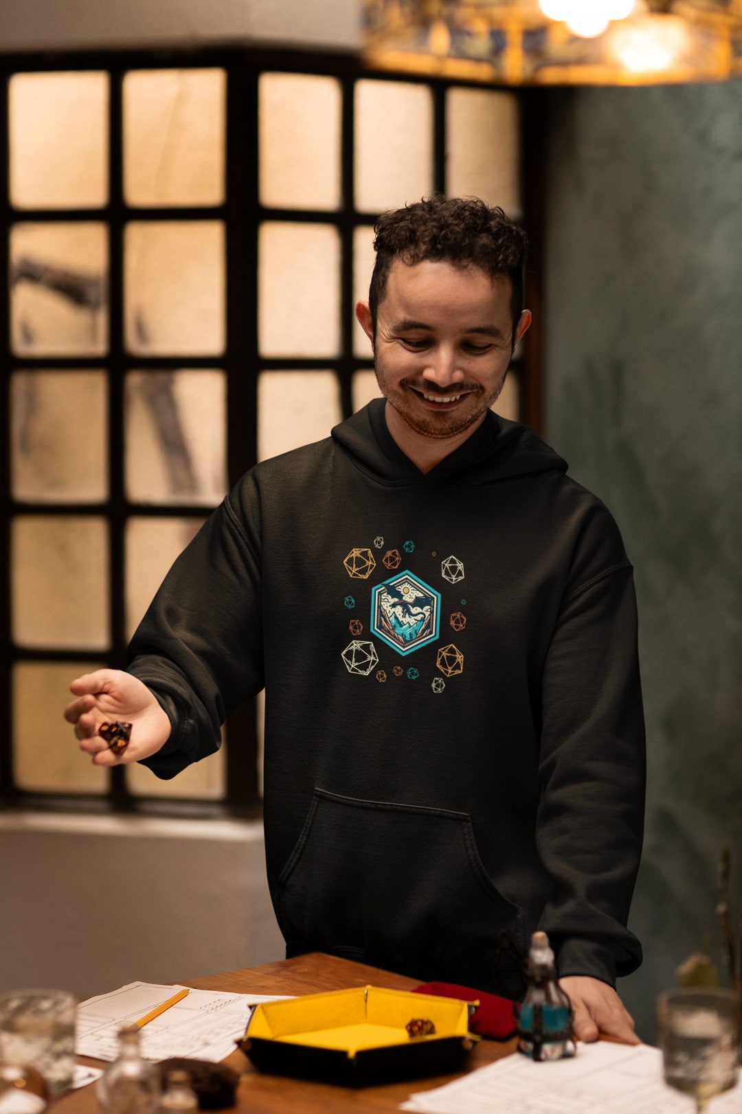 Unisex Dnd Sunset Hoodie With Dragon, Goth Style, Tabletop Gaming ...