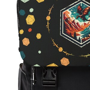 Dnd Unisex Backpack, Flying Dragon, D20 Dice Bag, Art Deco Mountain ...