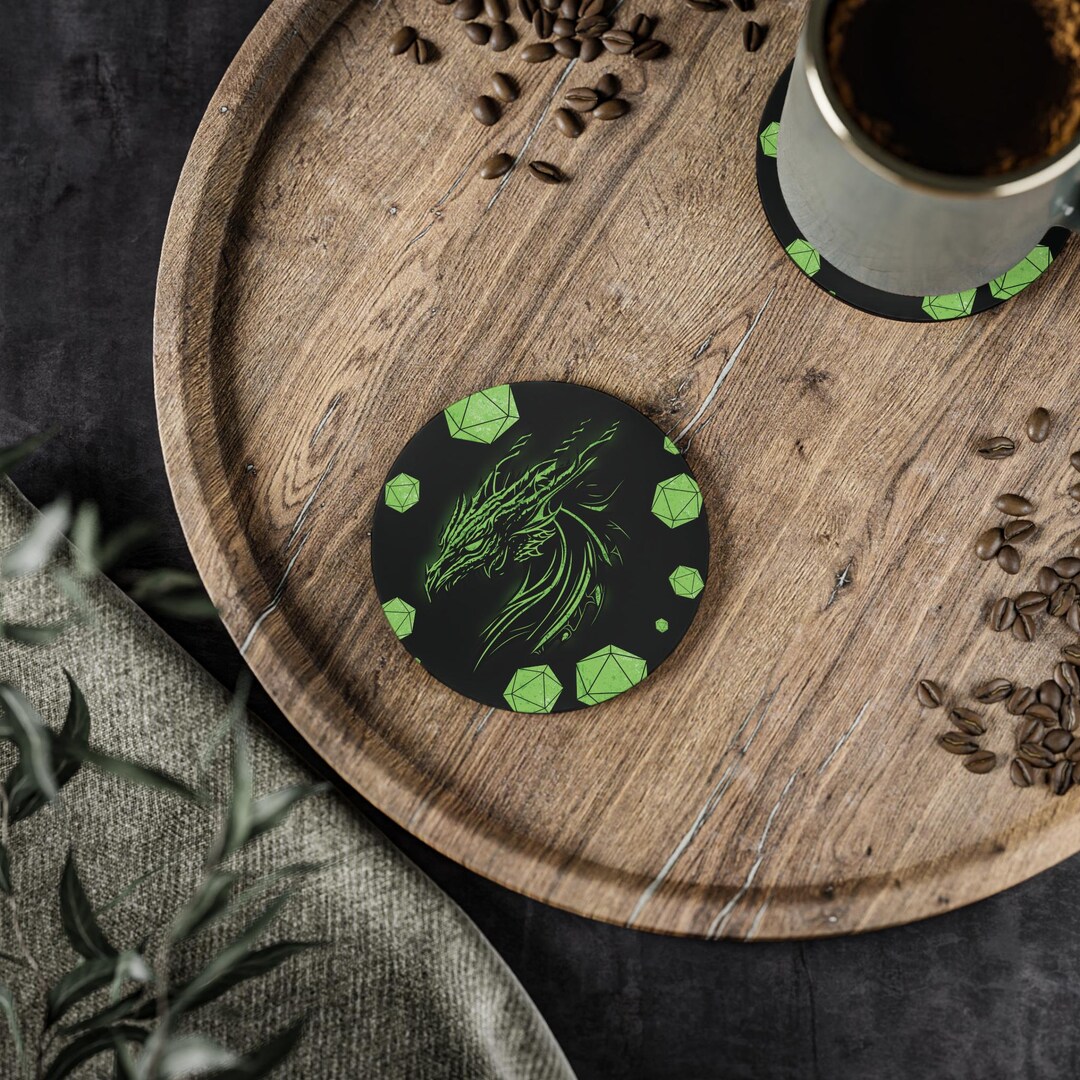 Dnd Coasters, Dragon Art, D20 Dice, Dungeon Master Gift, Dnd Gifts, DM ...