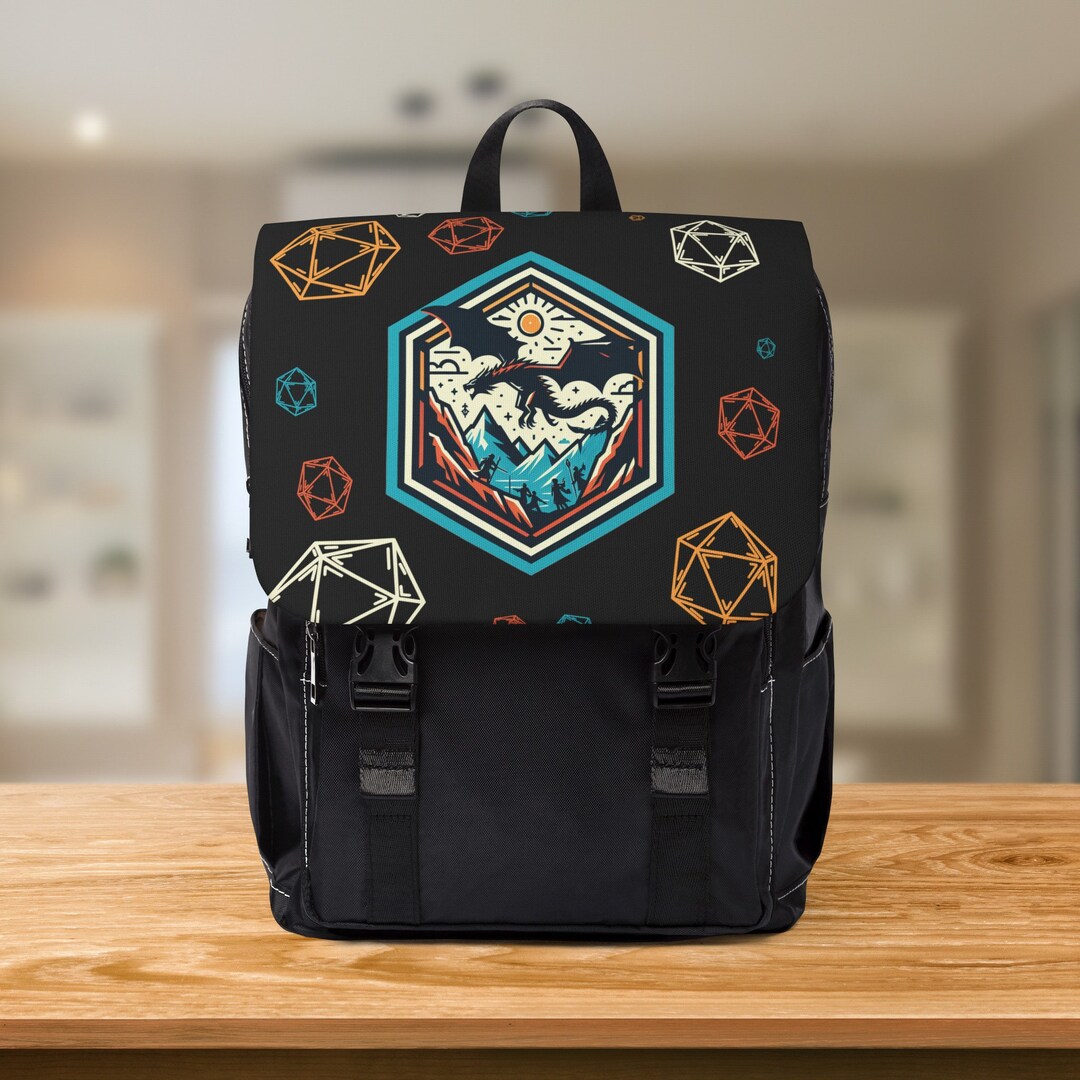 Unisex Dnd Shoulder Backpack With Art-deco D20 Dice, Dungeon Master ...