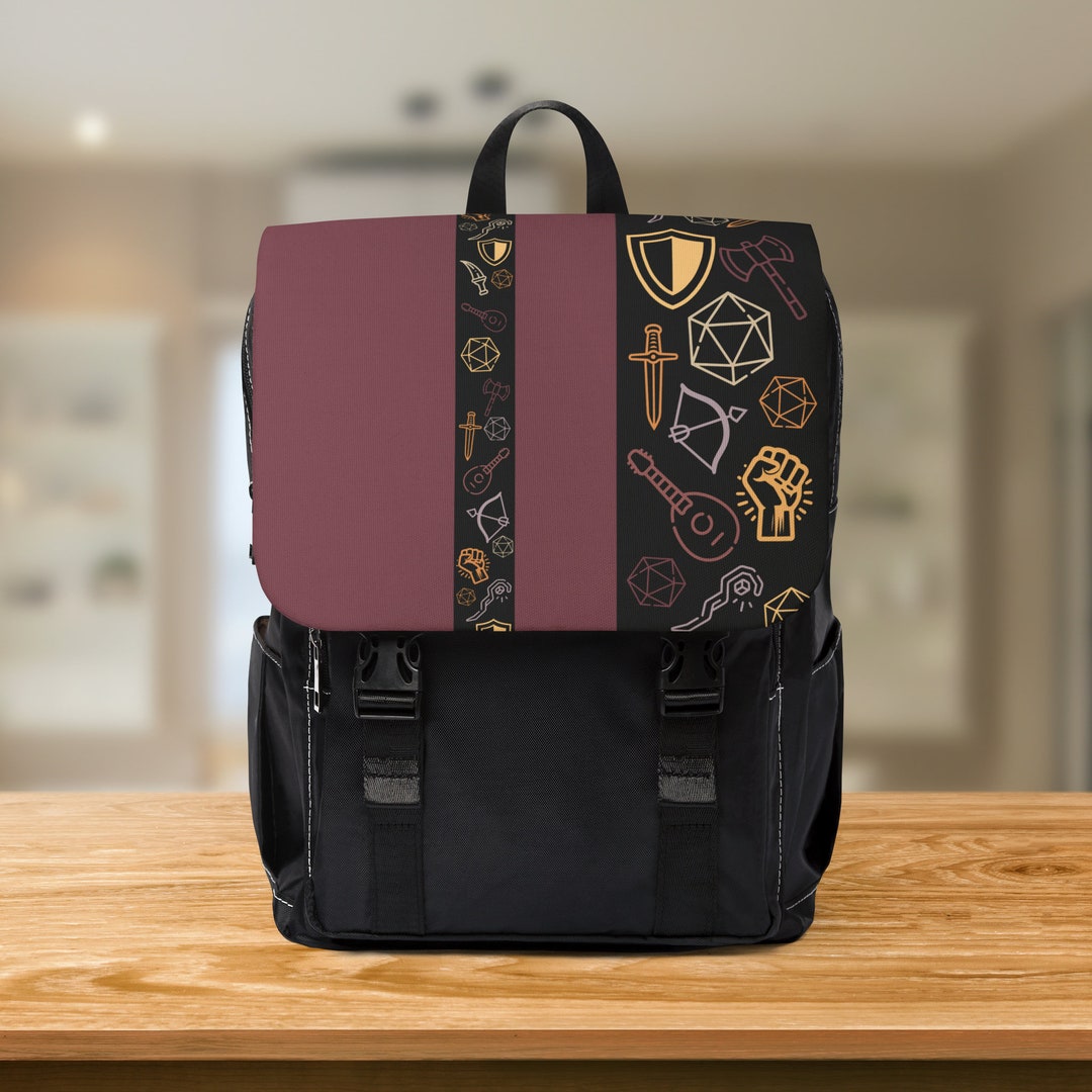 Dnd Backpack: Oxford Canvas Laptop Backpack With Dice & Sword Design - Etsy