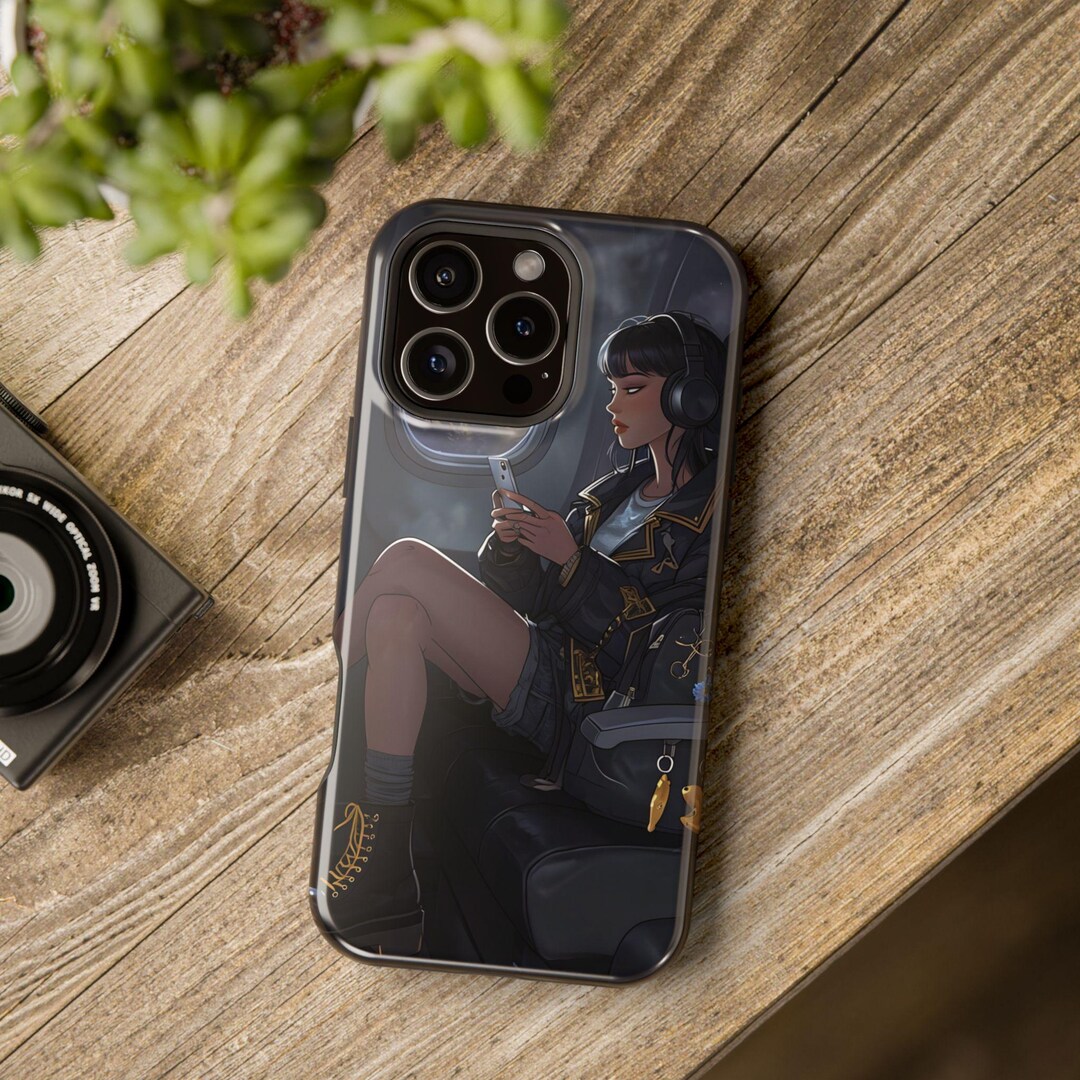 Anime Girl on Plane, Magsafe iPhone Case, Cute Magnetic Tough Phone ...