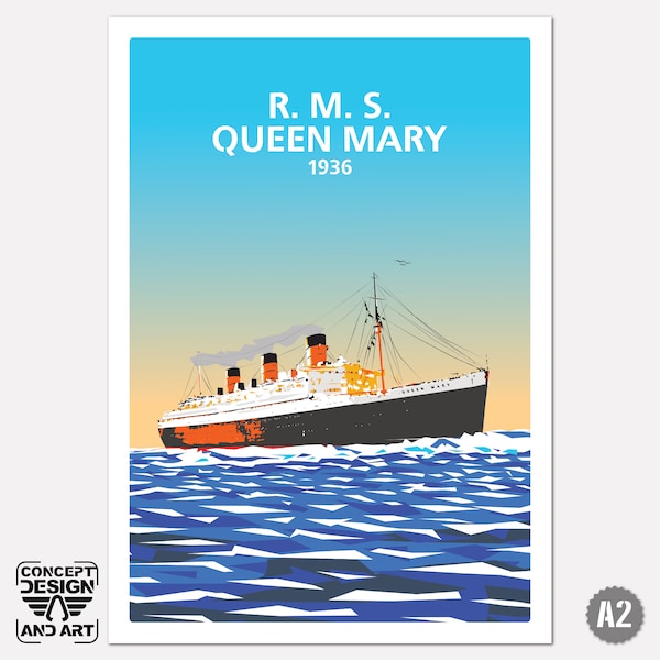 Queen Mary Ship Poster - Etsy