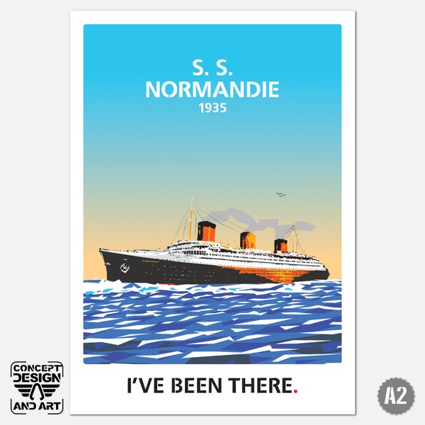Normandie Ship Poster - Etsy