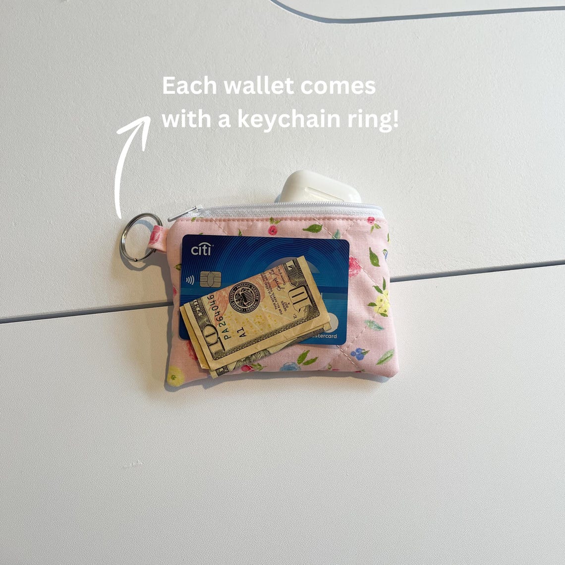 Mini Keychain Wallet / Quilted Wristlet Card Holder / Coin Purse / Cute ...