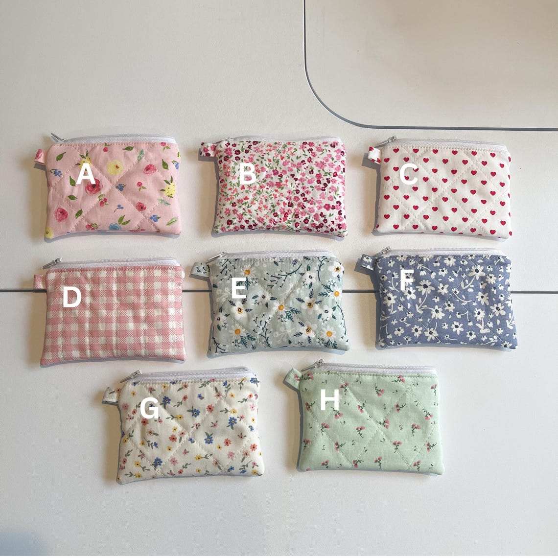 Mini Keychain Wallet / Quilted Wristlet Card Holder / Coin Purse / Cute ...