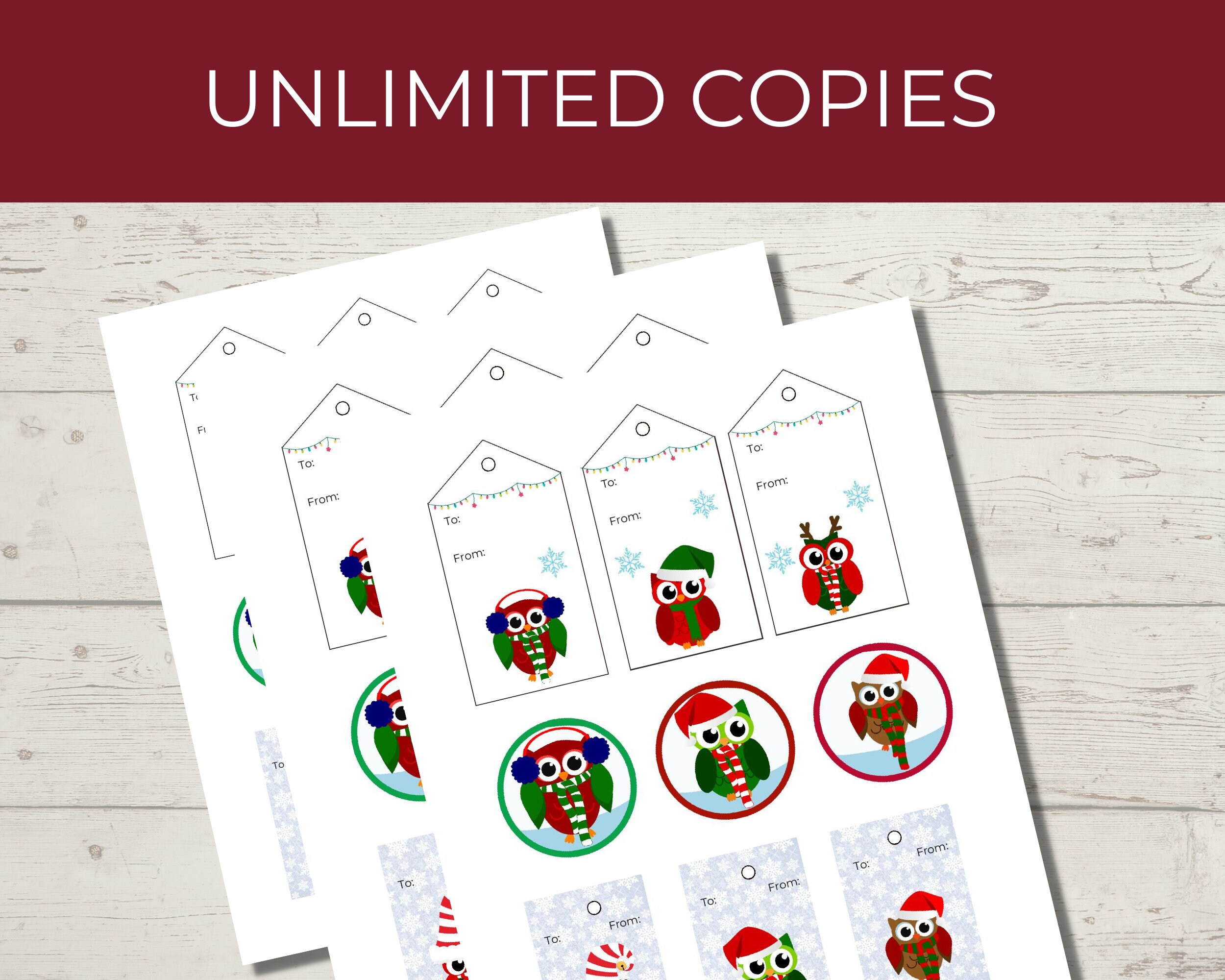 Printable Owl Christmas Gift Tags - Etsy