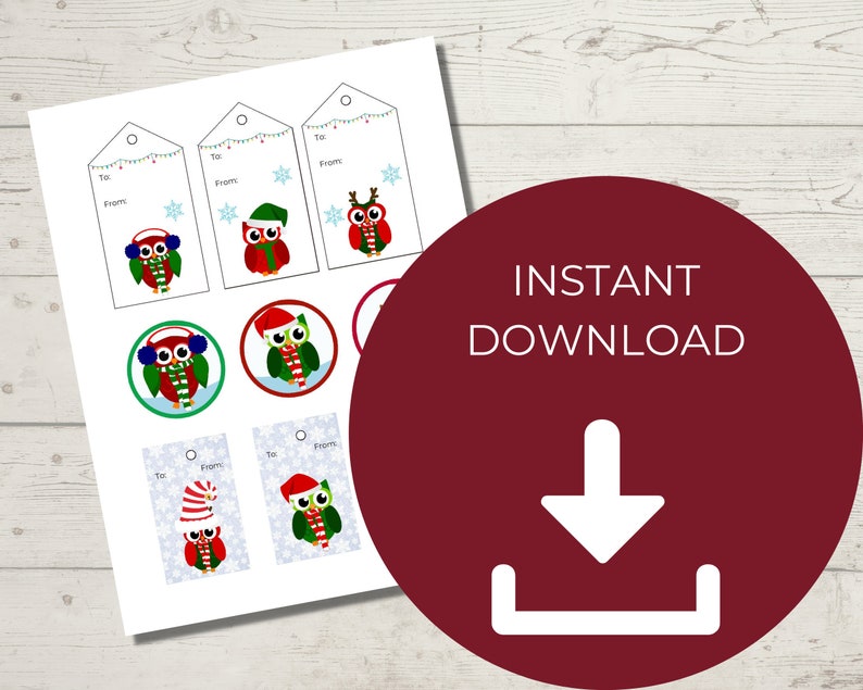 Printable Owl Christmas Gift Tags - Etsy
