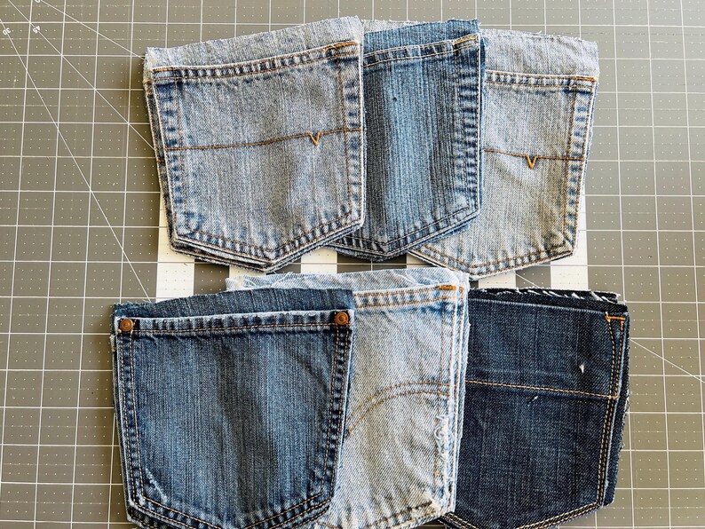 Pockets From Denim Jeans, up Cycled Denim Pockets, Recycled Cotton ...