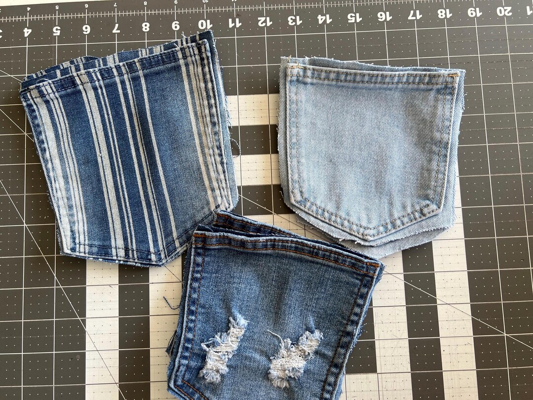 Pockets From Denim Jeans, up Cycled Denim Pockets, Recycled Cotton ...