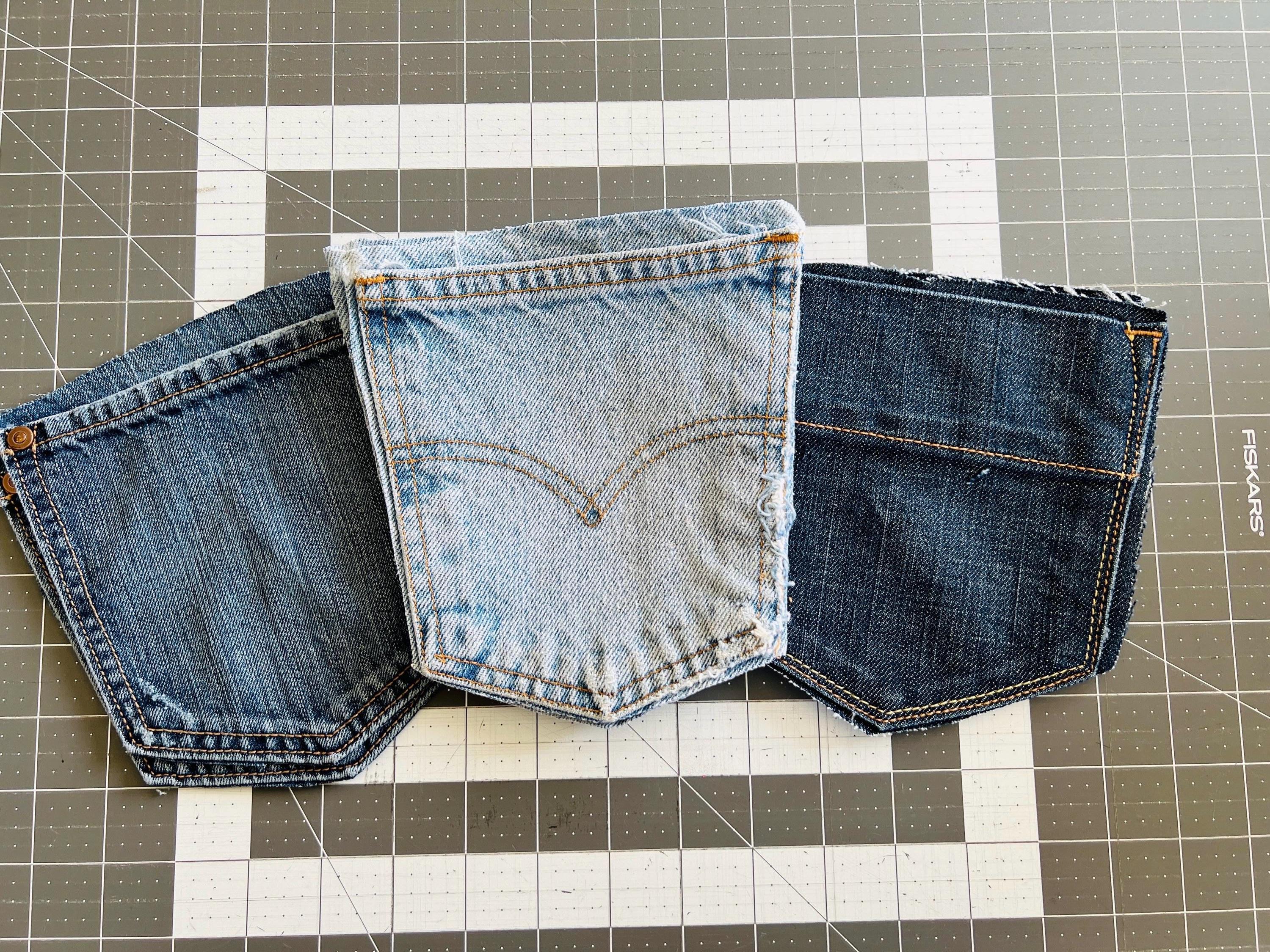 Pockets From Denim Jeans, up Cycled Denim Pockets, Recycled Cotton ...