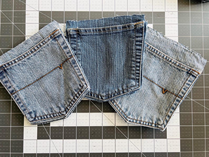Pockets From Denim Jeans, up Cycled Denim Pockets, Recycled Cotton ...