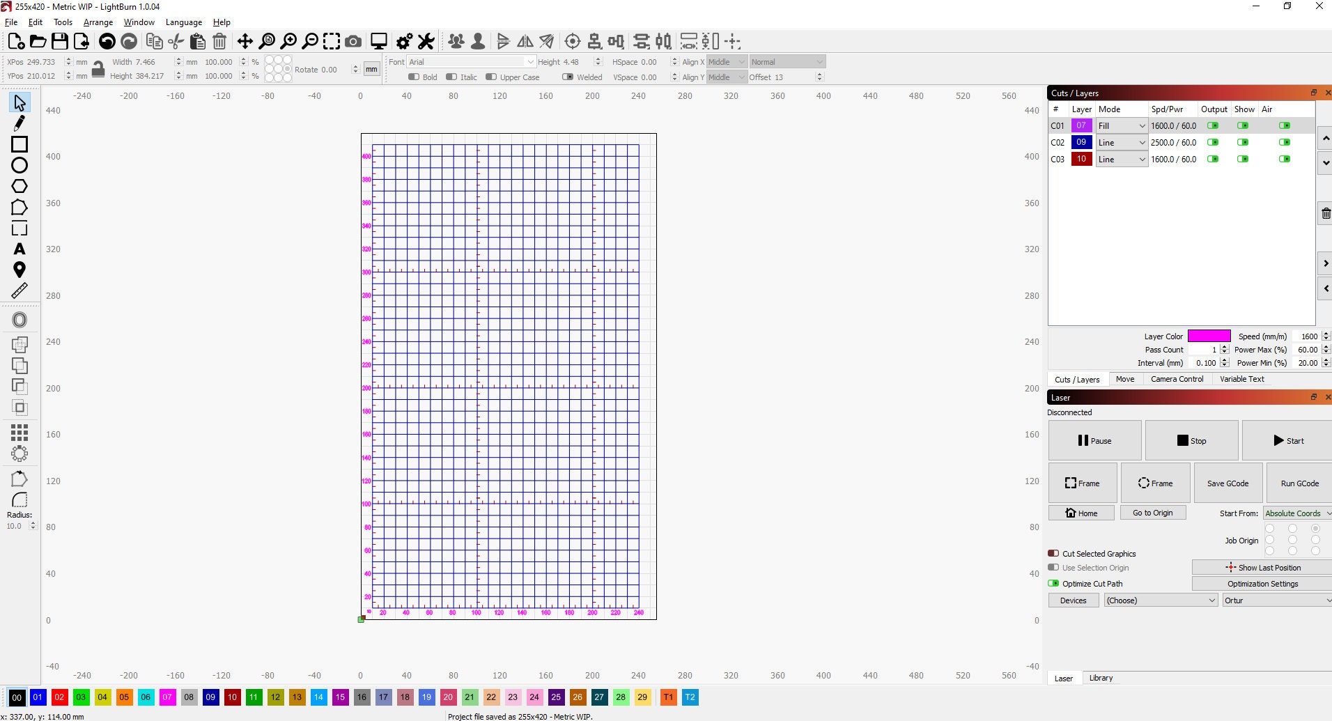 Laser Grid Pack 255mm X 400mm Work Area Neje Master 2S metric and ...
