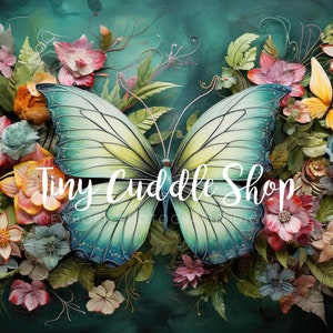 Butterfly Newborn Digital Backdrop: Rainbow Floral Wings - AI Created ...
