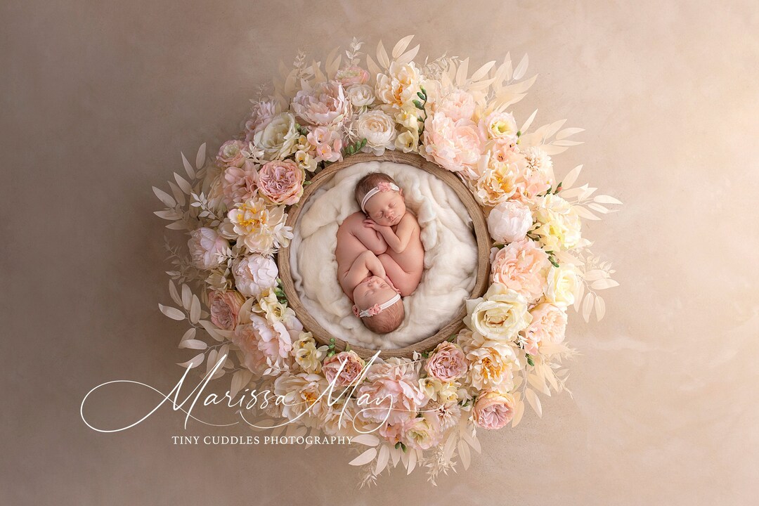 Newborn Digital Background, Newborn Digital Backdrop, Floral, Peach ...