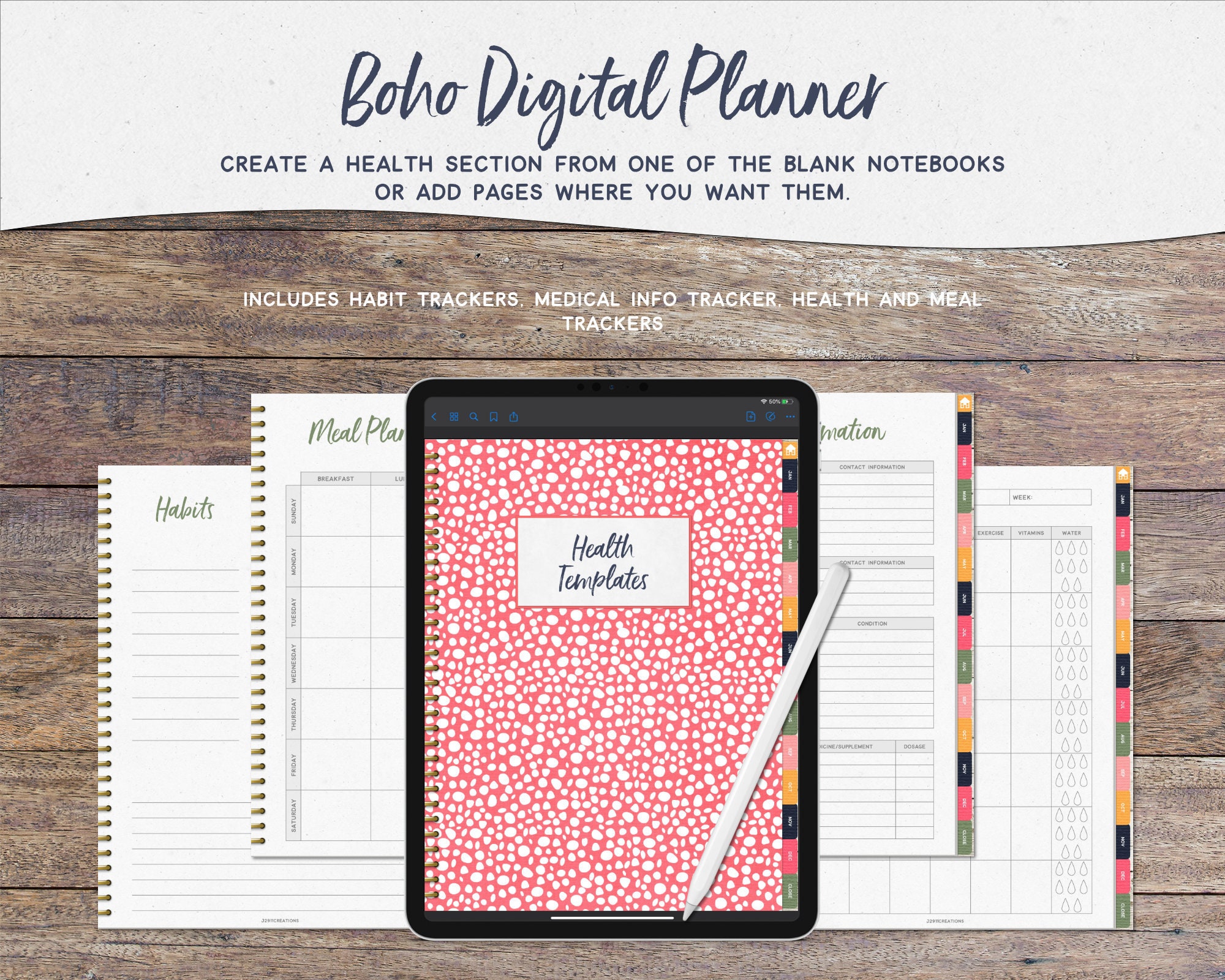 Boho Digital Planner, Goodnotes Planner, iPad Planner, Undated Planner ...