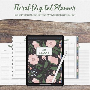 Digital Planner, Floral Digital Planner, iPad Planner, Hyperlinked ...