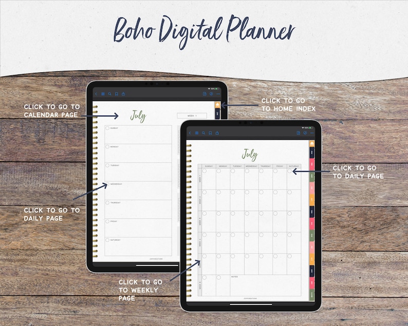 Boho Digital Planner, Goodnotes Planner, iPad Planner, Undated Planner ...