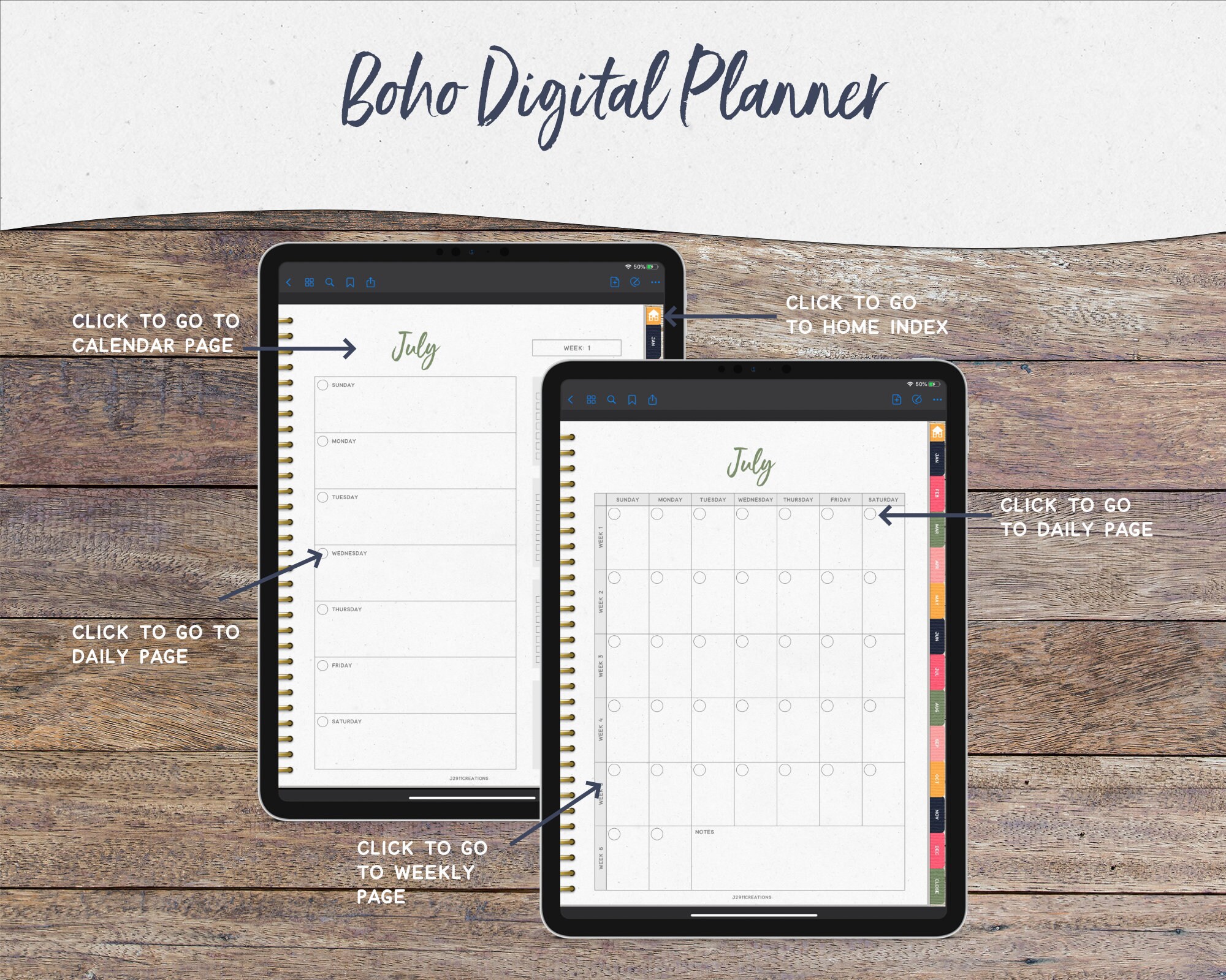 Boho Digital Planner, Goodnotes Planner, iPad Planner, Undated Planner ...