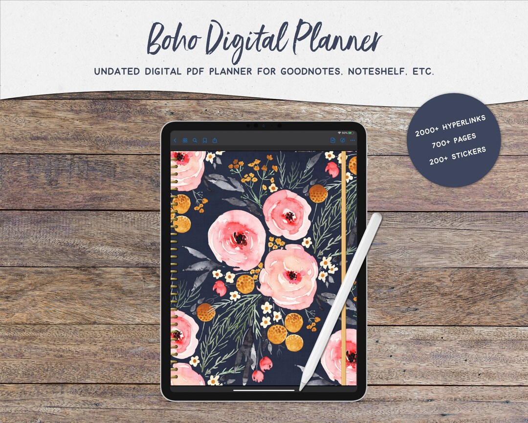 Boho Digital Planner, Goodnotes Planner, iPad Planner, Undated Planner ...