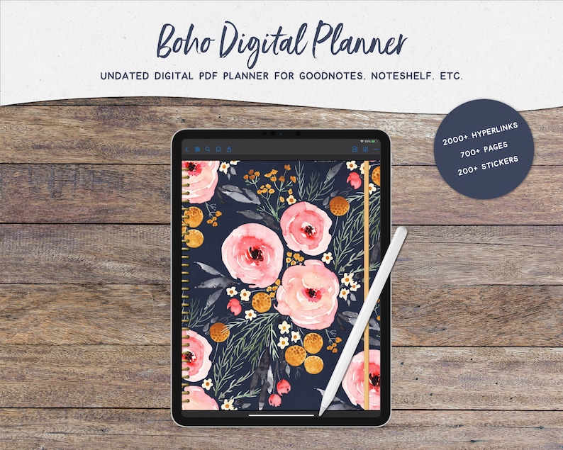 Boho Digital Planner, Goodnotes Planner, iPad Planner, Undated Planner ...