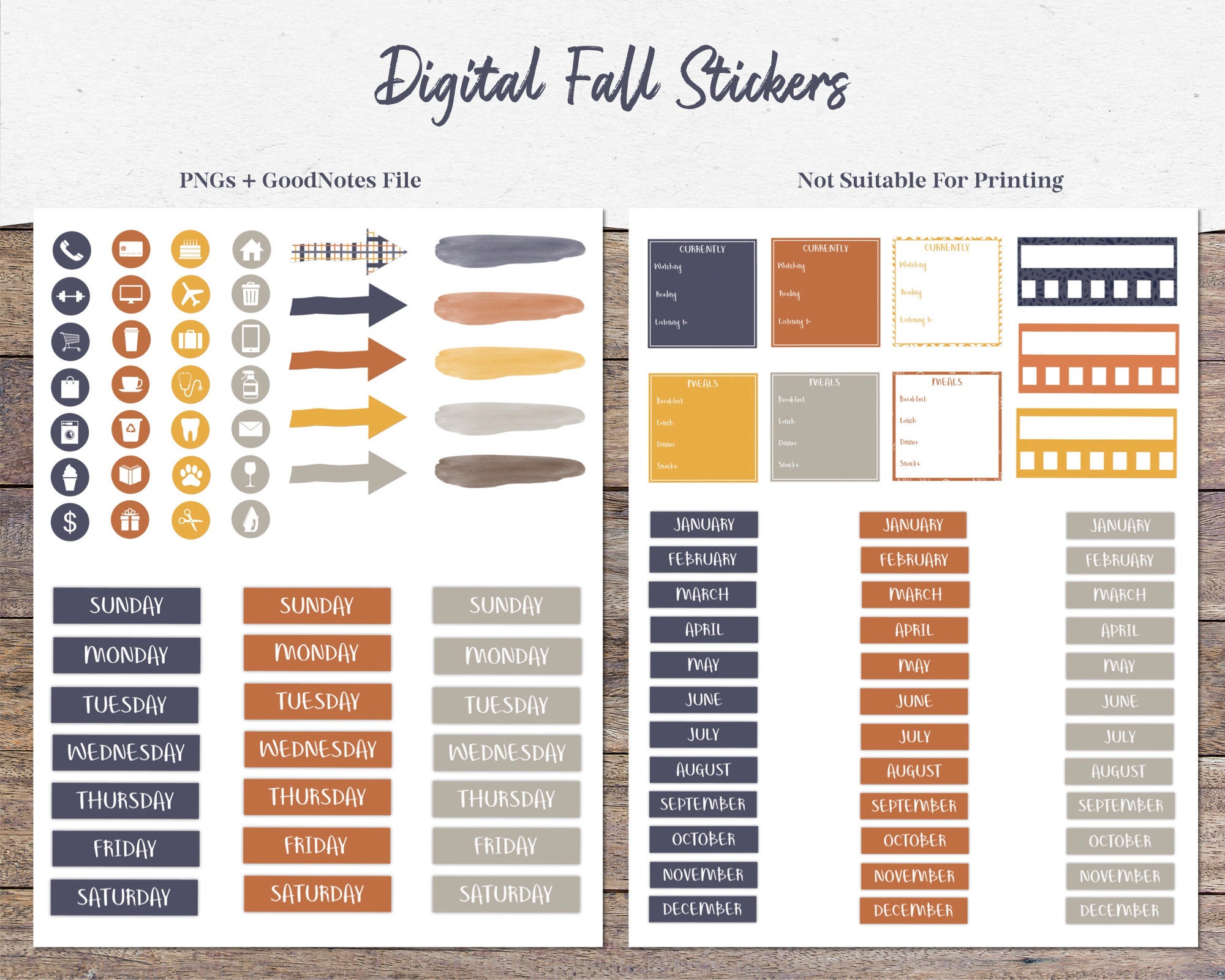 Fall Stickers, Digital Stickers, Digital Planner Stickers, Goodnotes ...