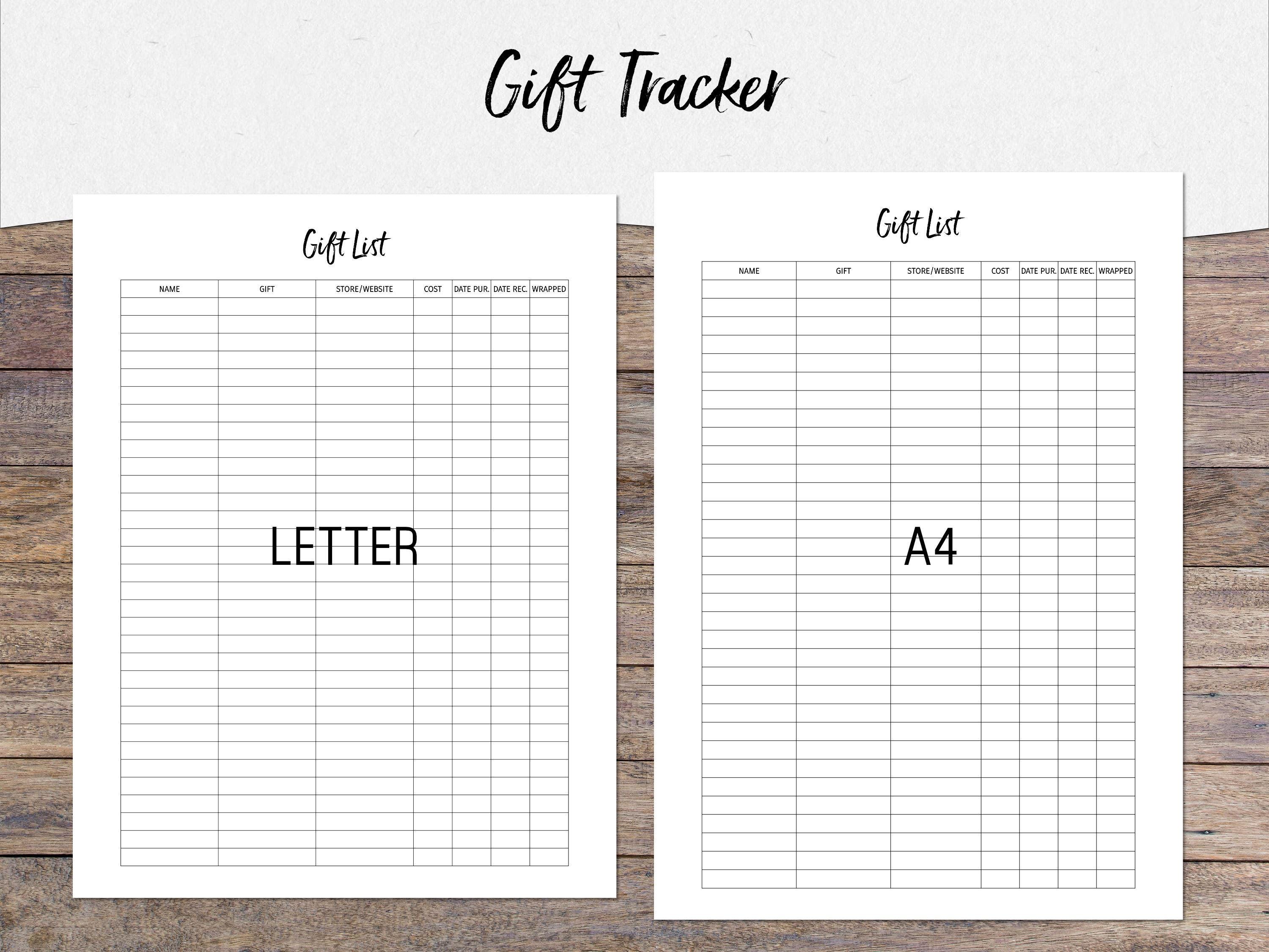 Gift Tracker, Gift Planner Printable, Holiday Gift List, Digital Gift ...