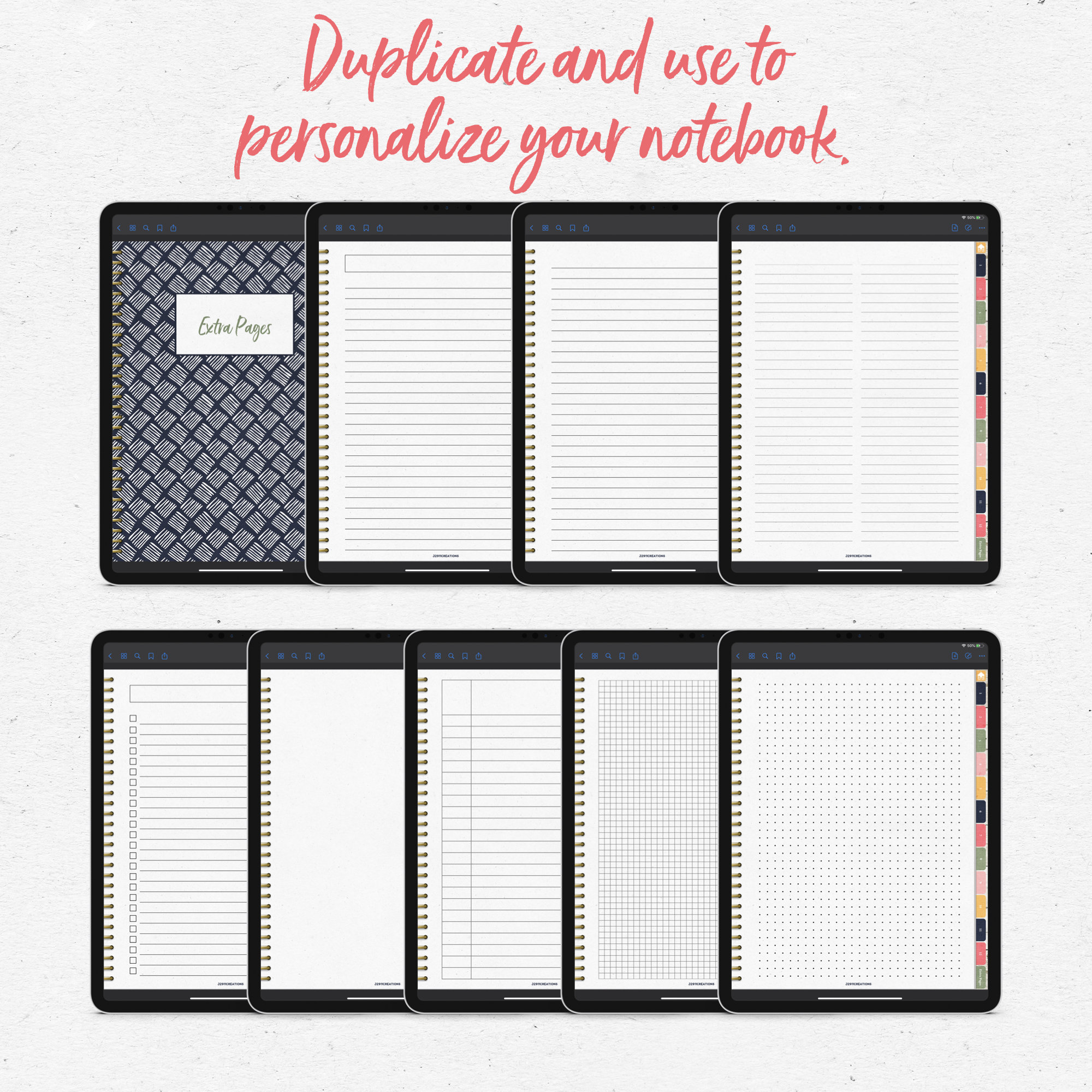 Boho Digital Notebook 12 Subject Digital Notebook Goodnotes - Etsy