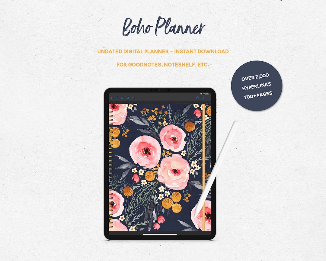 Boho Digital Planner, Goodnotes Planner, iPad Planner, Undated Planner ...