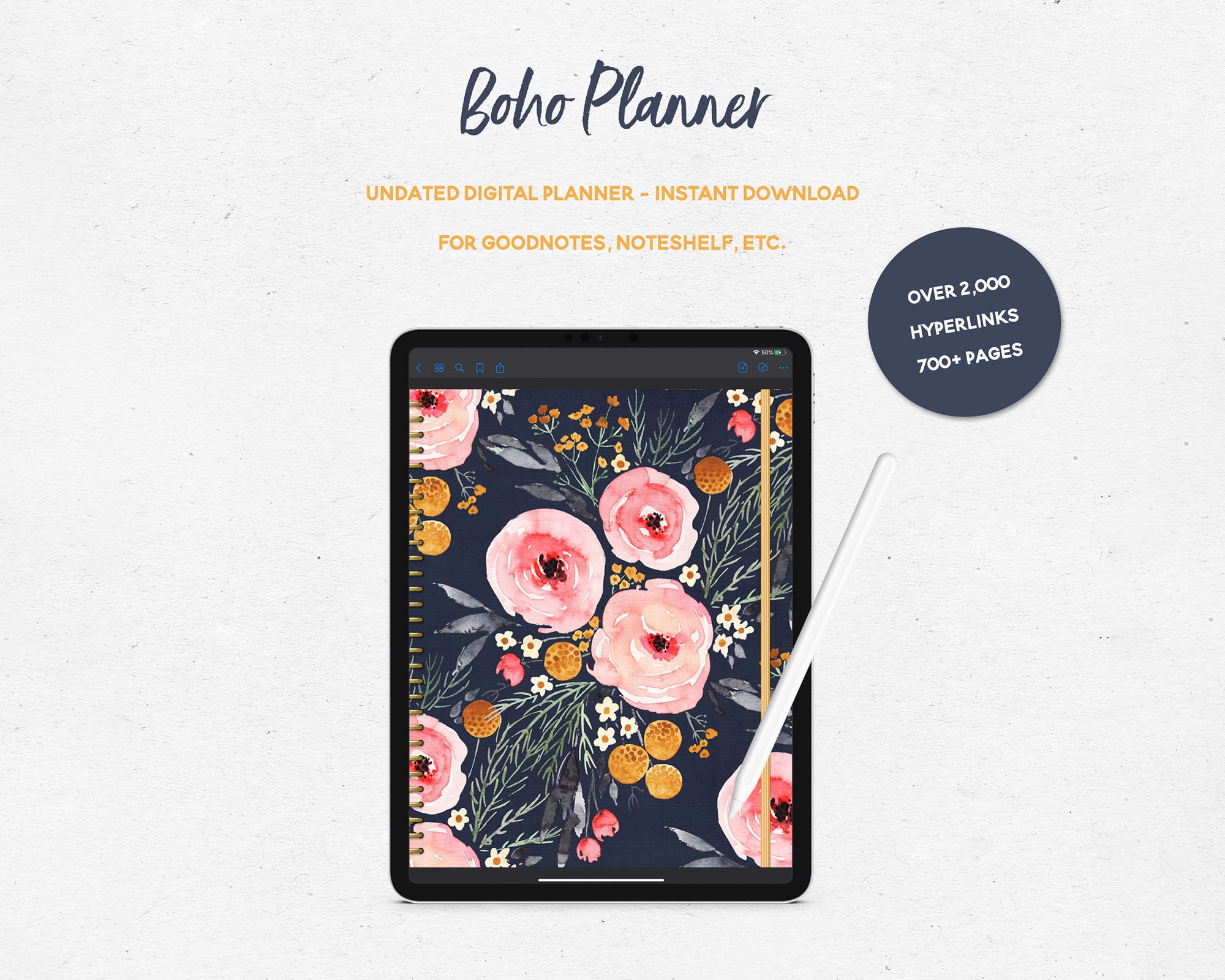 Boho Digital Planner, Goodnotes Planner, iPad Planner, Undated Planner ...