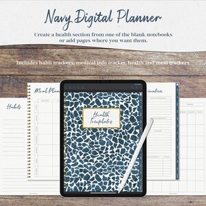 Navy Planner, Undated Digital Planner, Goodnotes Planner, iPad Planner ...
