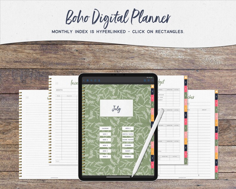 Boho Digital Planner, Goodnotes Planner, iPad Planner, Undated Planner ...