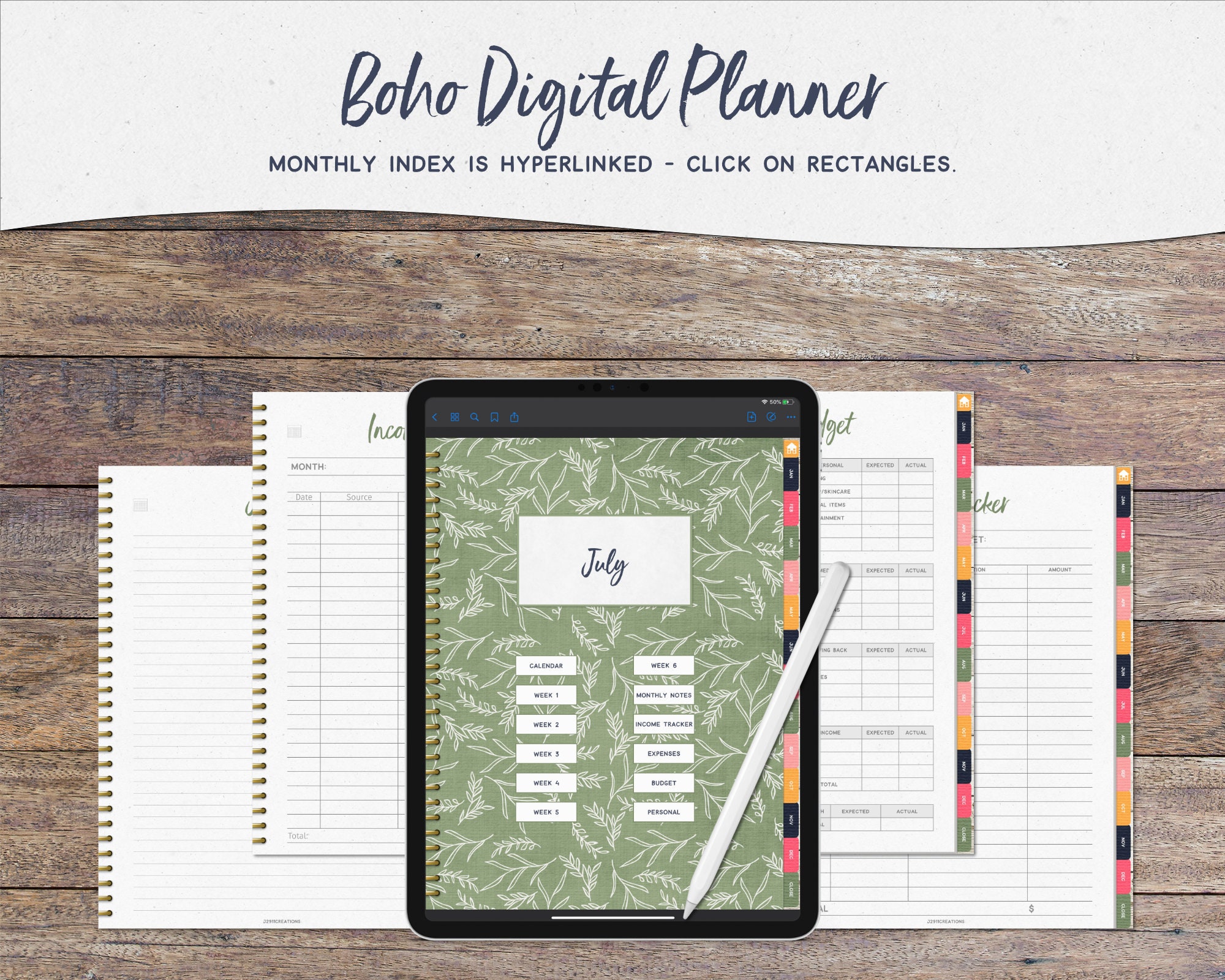 Boho Digital Planner, Goodnotes Planner, iPad Planner, Undated Planner ...
