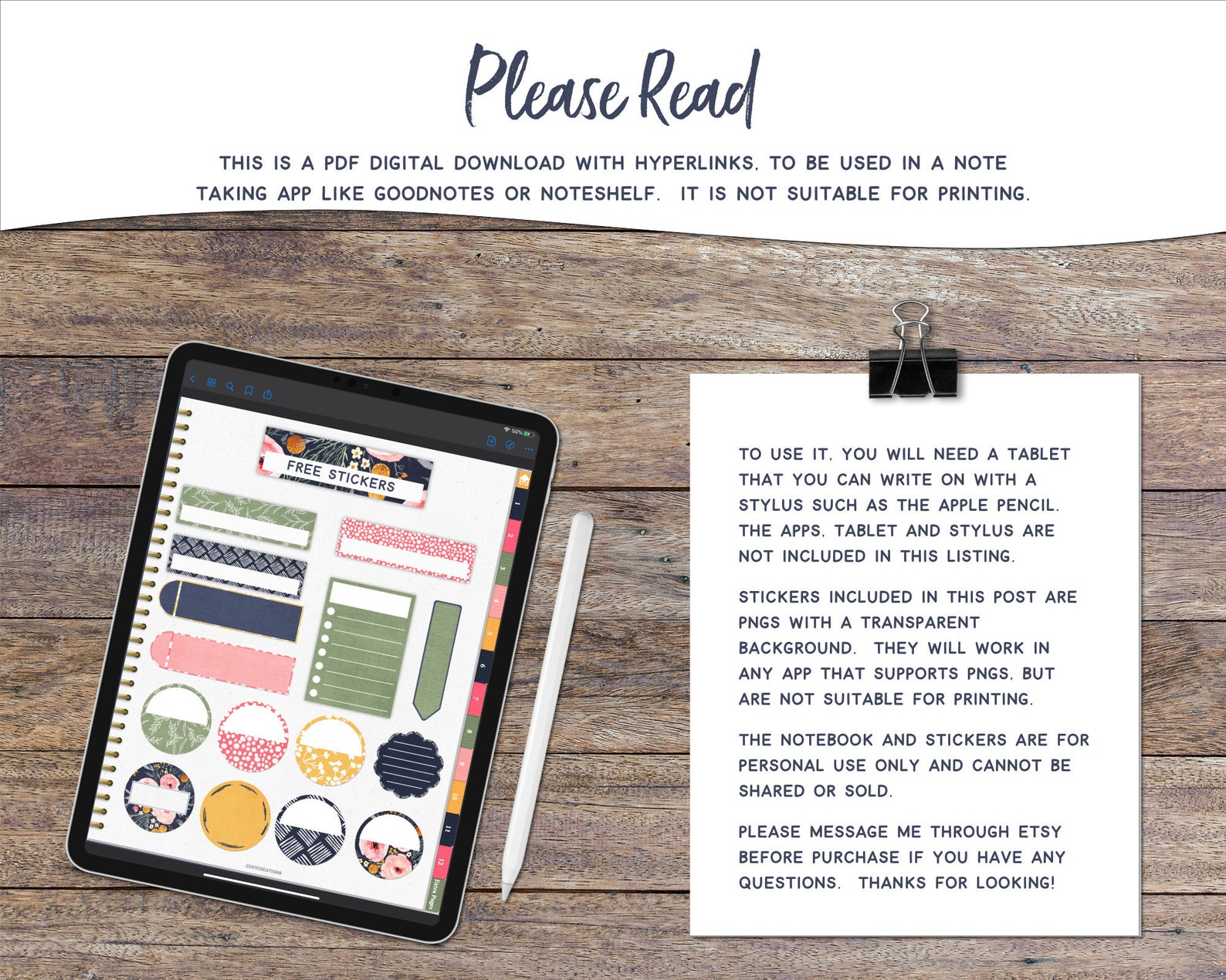 Boho Digital Notebook, 12 Subject Digital Notebook, Goodnotes Notebook ...