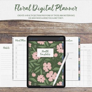 Digital Planner, Floral Digital Planner, iPad Planner, Hyperlinked ...