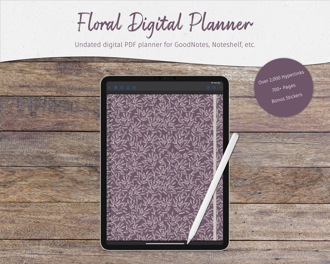 Floral Digital Planner, iPad Planner, Digital Planner, Hyperlinked ...
