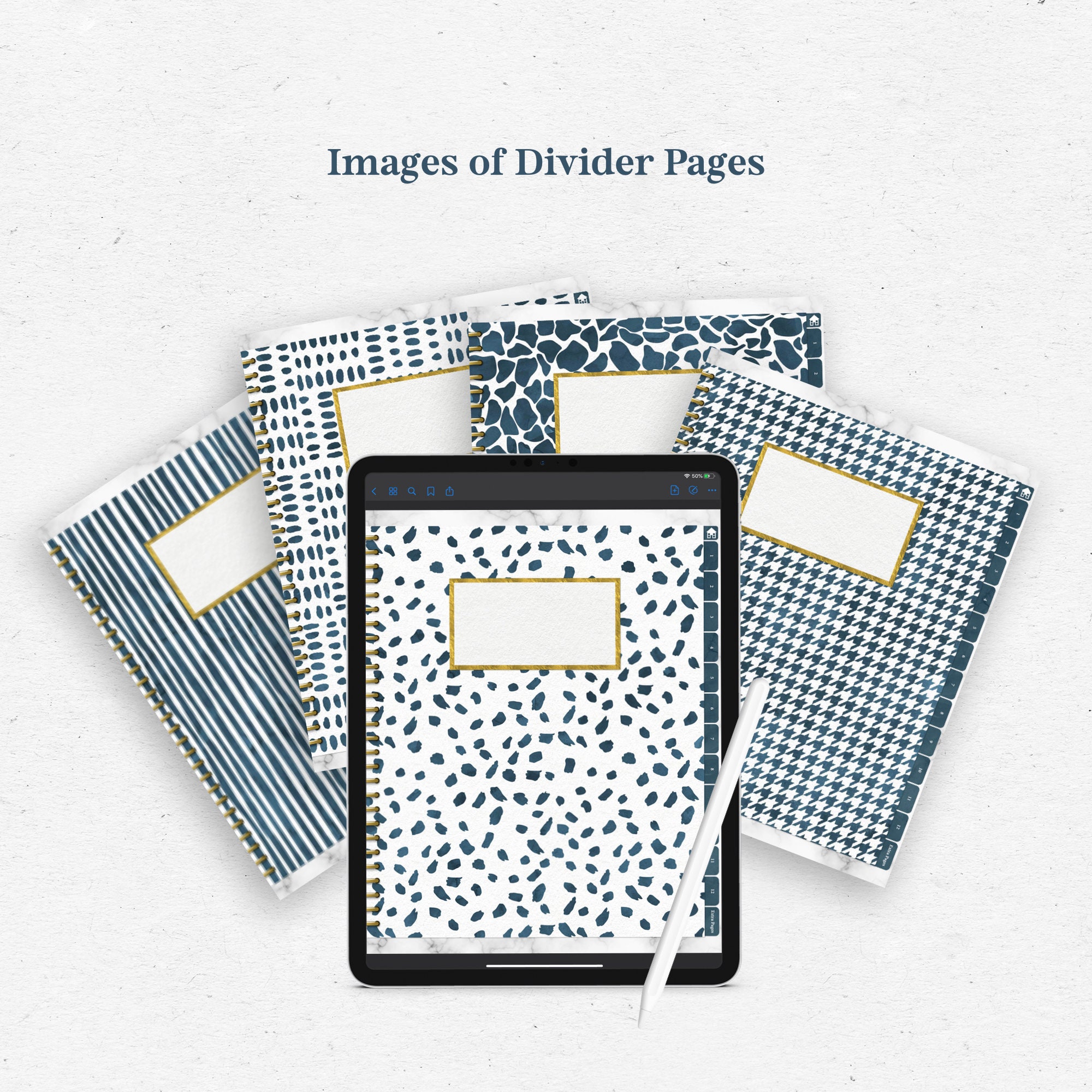 Navy Notebook Digital Notebook 12 Subject Notebook Ipad - Etsy